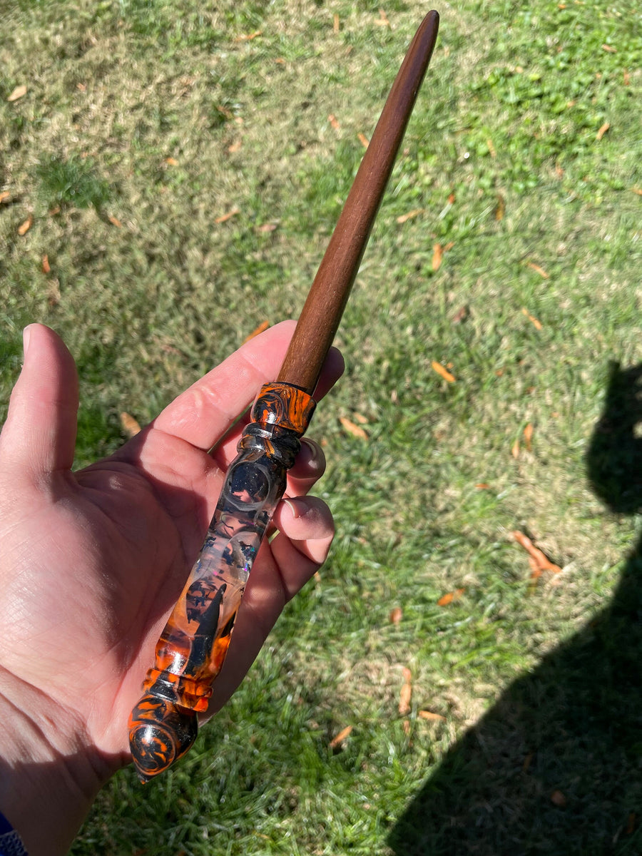 The Halloween Wand - One of a Kind - Walnut - Bat Glitter Throughout ...